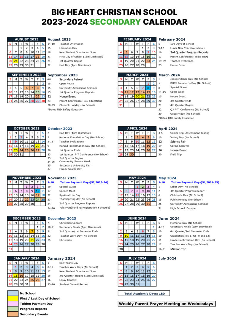 BHCS | BHCS Calendar